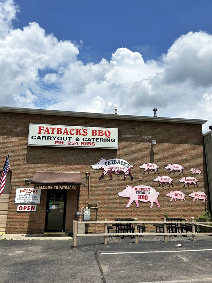 Fatback's wall of pink pig cutouts tells you everything you need to know &ndash; these folks take their pork seriously!