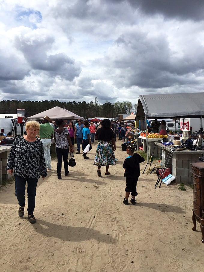 Empty today, packed tomorrow! Florence Flea Market's spacious layout means room to browse without bumping elbows with fellow bargain hunters.