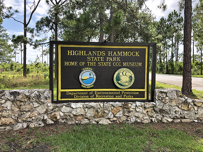 History stands tall among the pines! Highlands Hammock's entrance sign welcomes you to a Florida that existed long before mouse ears and roller coasters.