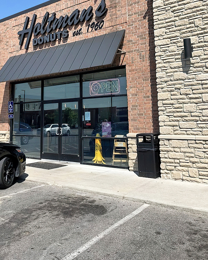 Holtman's brick-and-stone exterior hints at the solid donut craftsmanship waiting inside.