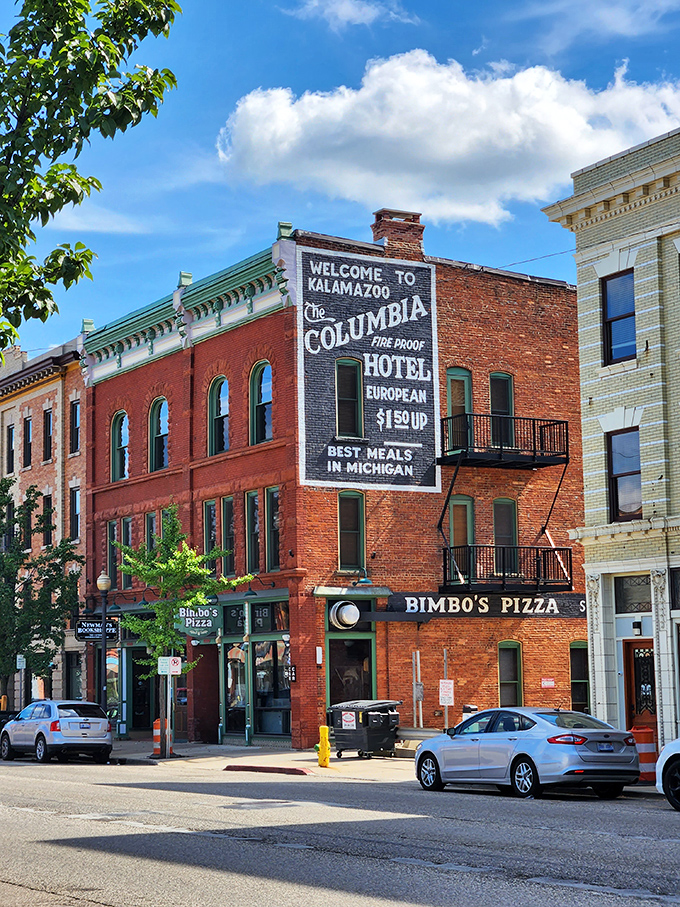 Kalamazoo's vintage Columbia Hotel sign takes you back in time, when $1.50 bought "the best meals in Michigan."