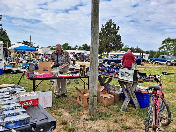 Vendors display their wares under a brilliant blue Virginia sky. That gentleman might just have the vintage item you've been searching for.