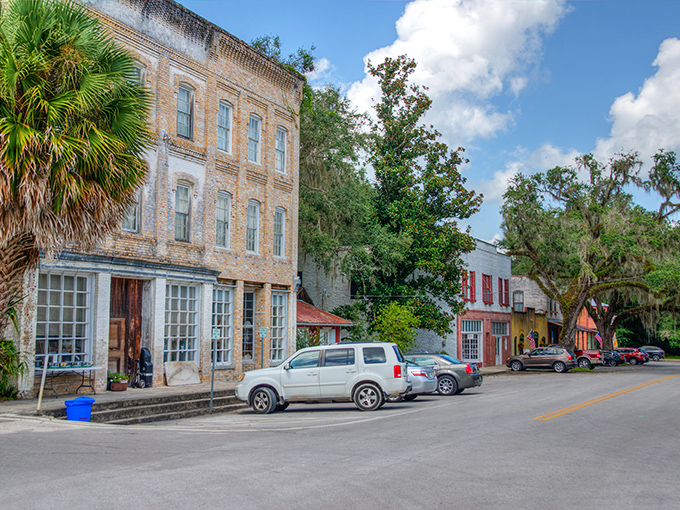 Micanopy's brick storefronts stand proudly along a street where rushing is simply not on the menu.