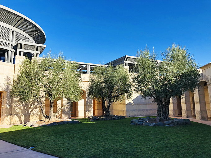 Modern meets ancient at Opus One. This architectural marvel looks like a spaceship landed in a vineyard&mdash;in the best possible way.