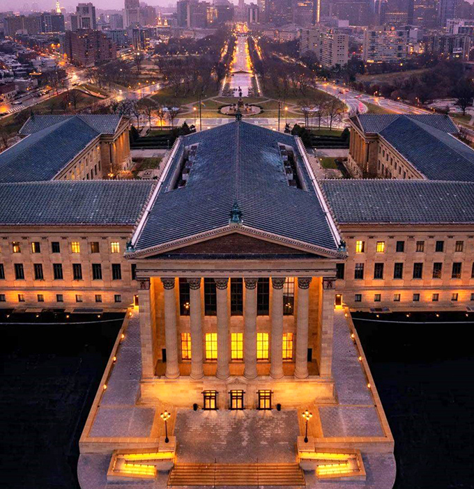 Philly's art museum steps aren't just for Rocky anymore! This twilight view makes you want to run up and admire the parkway.
