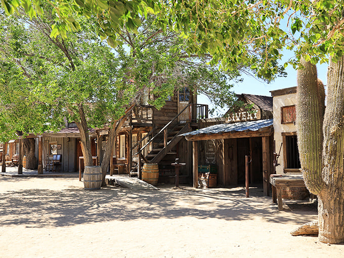 Pioneertown's wooden facades aren't just for show – this former movie set now hosts real businesses where you can mosey up for a cold one.
