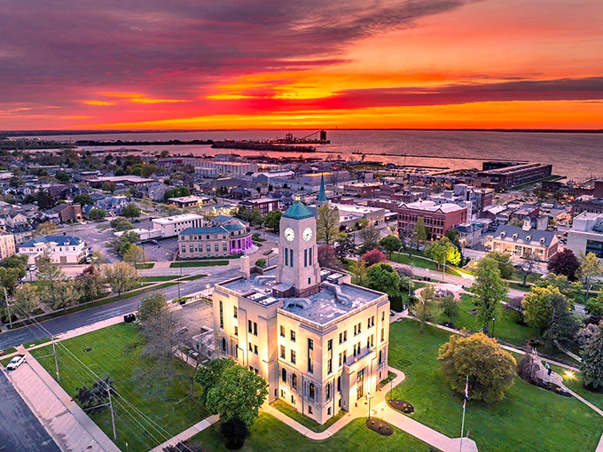 Sandusky's sunset-kissed courthouse stands like a proud timekeeper, watching over a city that knows how to balance history with fun.