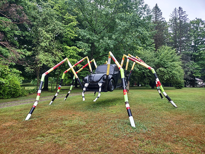 Schaefer's Auto Art: Eight-legged VW nightmare or brilliant upcycling? This automotive arachnid proves one man's junk is another's roadside masterpiece.