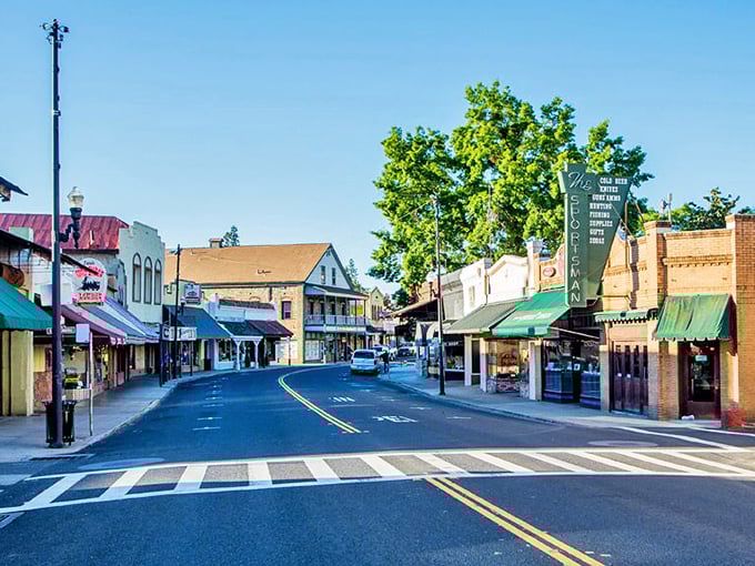 Sonora's historic downtown boasts some of the best-preserved Gold Rush architecture in California. That mint-green building probably witnessed a few Wild West showdowns!