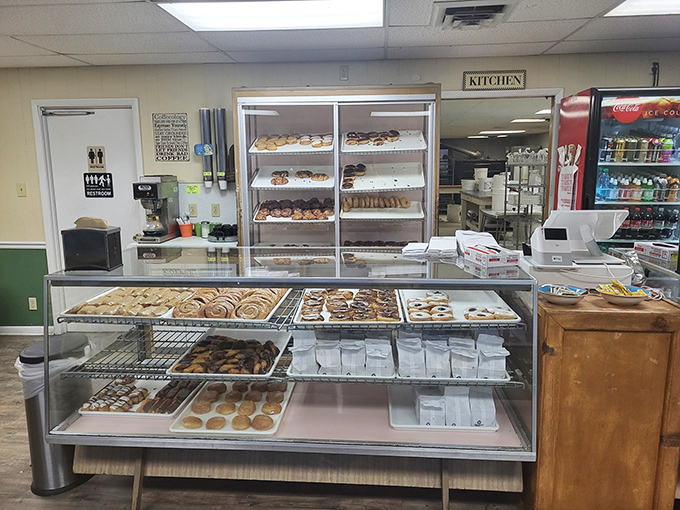 Behind this unassuming counter lies donut magic that locals have treasured for years. Simple surroundings, extraordinary flavors.