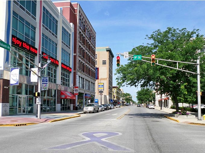 Colorful storefronts brighten Terre Haute's main street. Local shops offer treasures without the treasure-hunt prices.