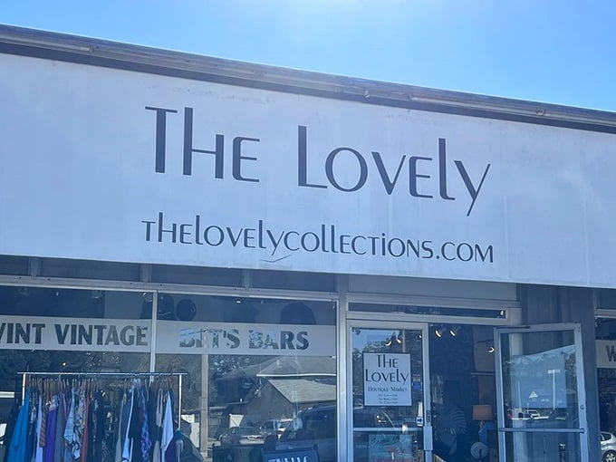 The Lovely's minimalist signage gives just a hint of the mid-century treasures waiting inside this design paradise.