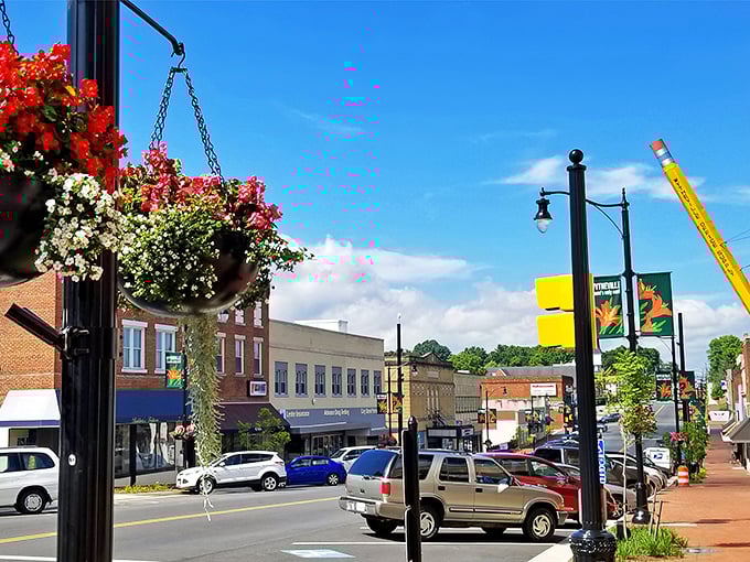 Wytheville's flower-lined Main Street offers small-town charm with big personality. Those hanging baskets add a touch of color to everyday errands.