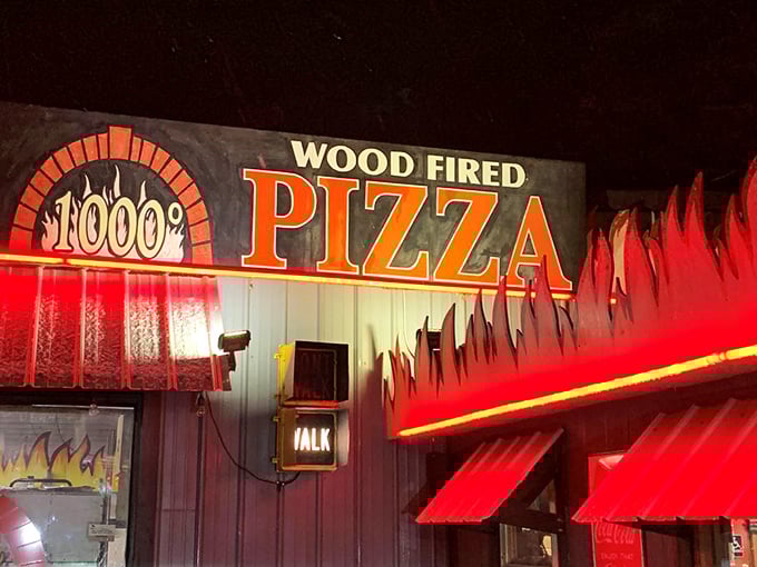When a pizza place decorates with actual flames, you know they're not messing around with lukewarm pies.