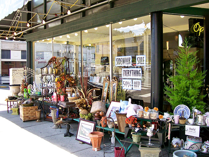 A sidewalk sale spills out with garden treasures &ndash; one person's rusty metal is another's patio masterpiece!