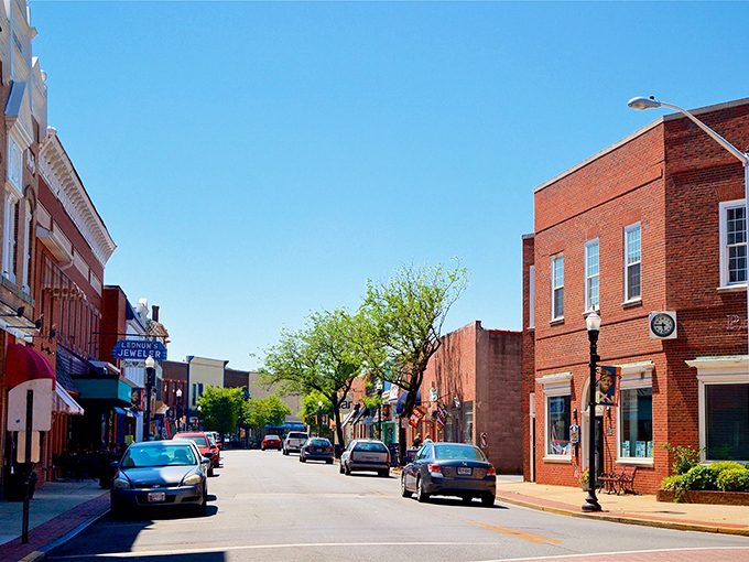 The golden hour light bathes Cambridge's main street in a warm glow. Perfect timing for an evening stroll before dinner.