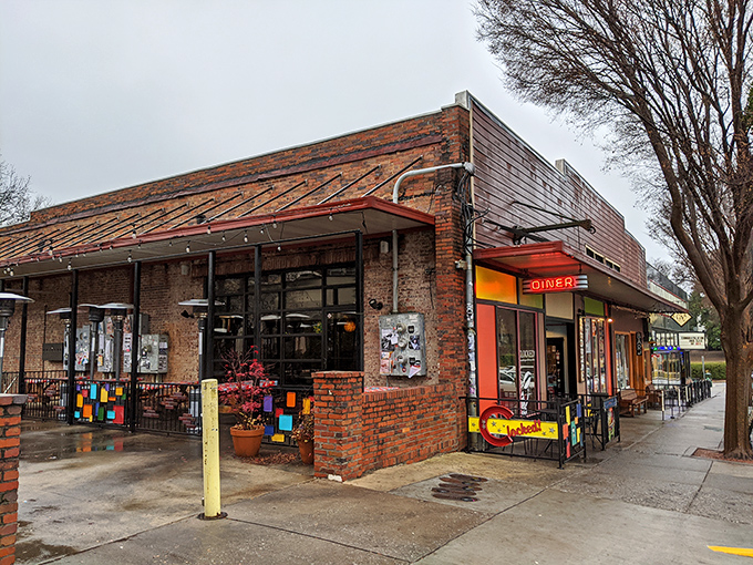 Brick walls and bright colors &ndash; Clocked! looks like the kind of place where your burger comes with a side of local character. 