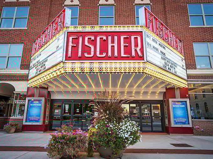 The Fischer Theatre's glowing marquee lights up Danville's night. A beacon of entertainment that's seen generations come and go.