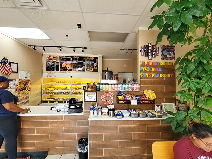 The clean white exterior of Dev's Donuts is like the blank canvas where donut masterpieces begin. Simple outside, spectacular inside.