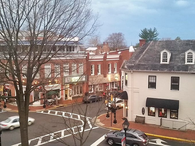 A bird's-eye view of Easton reveals tree-lined streets and historic architecture. Who needs expensive cities when this gem awaits?