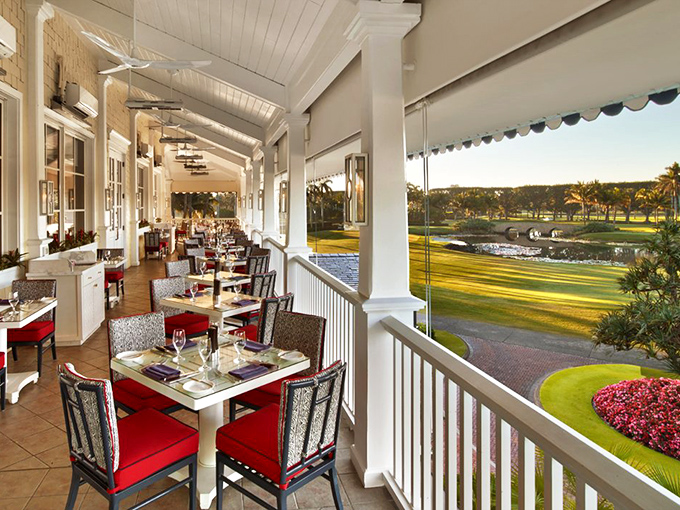 Dining with a view &ndash; Flagler's patio seating offers a feast for both stomach and eyes. Golf course vistas pair perfectly with prime beef.