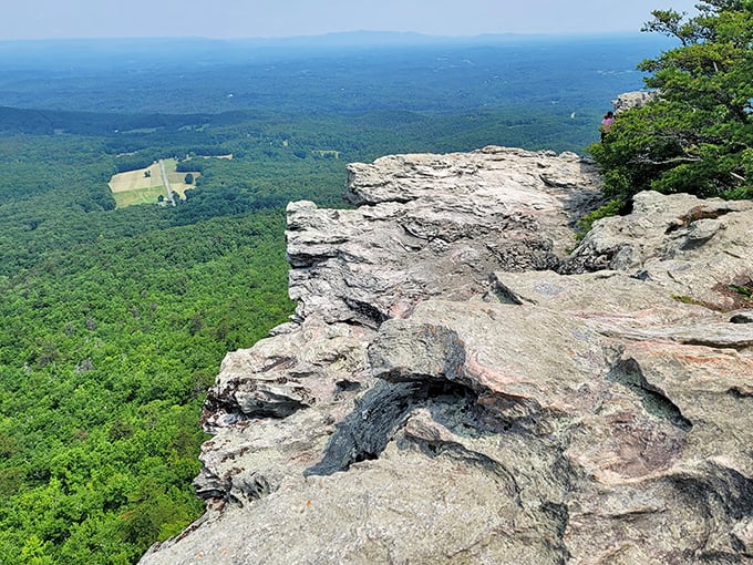 The mountains ripple away like waves on a green ocean. Hanging Rock's panorama is worth every step of the climb.