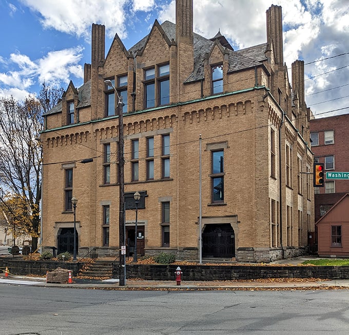 This sunlit main street in Johnstown invites leisurely strolls that cost nothing but reward with small-town serenity.