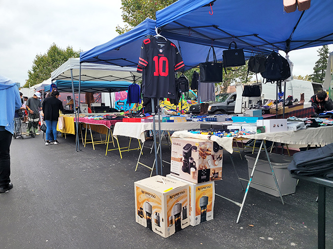 Phones, fashion, and fantastic deals! This Laney College vendor has mastered the art of displaying a little bit of everything.