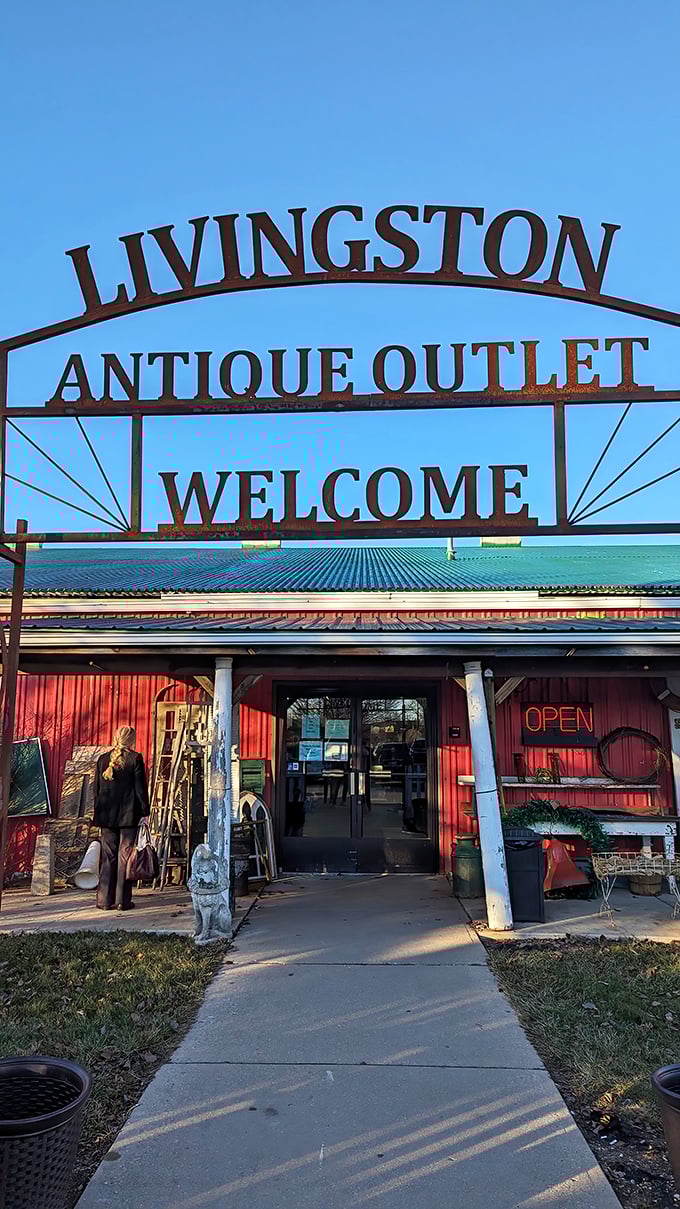 The classic red barn aesthetic isn't just for farms anymore. Livingston proves antiques look better against a backdrop that's equally timeless.