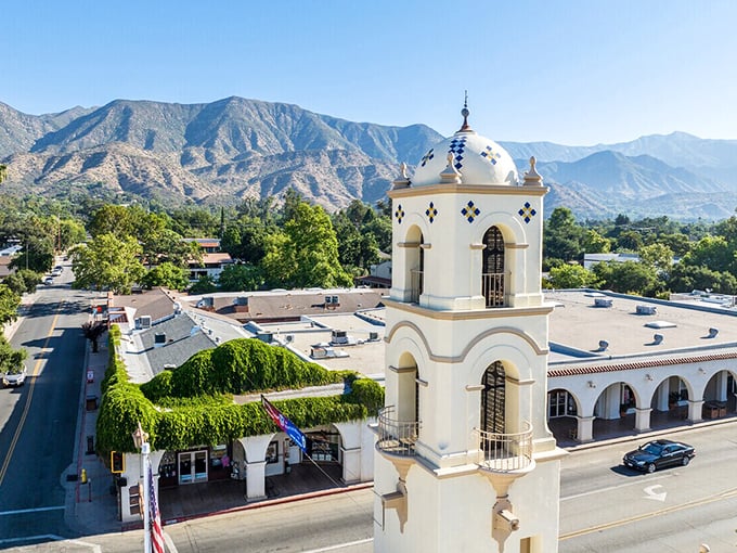 The Topatopa Mountains stand guard over Ojai, creating a backdrop so perfect it looks like a Hollywood set designer planned it.