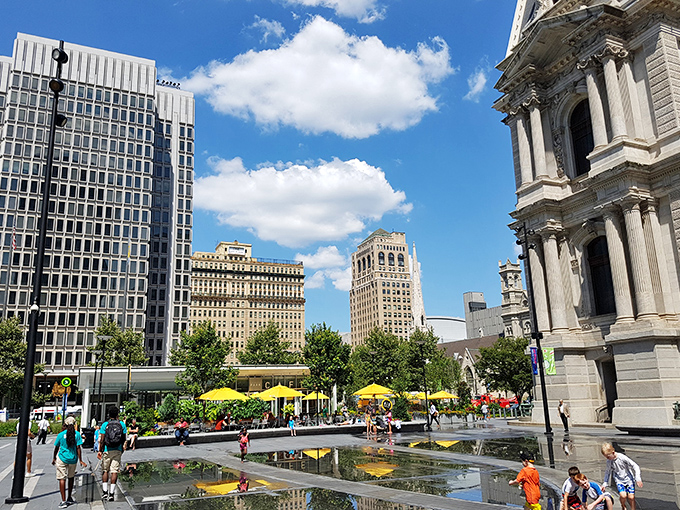 Dilworth Park's fountains create urban joy in the shadow of City Hall. Who knew splashing around could be so architectural?
