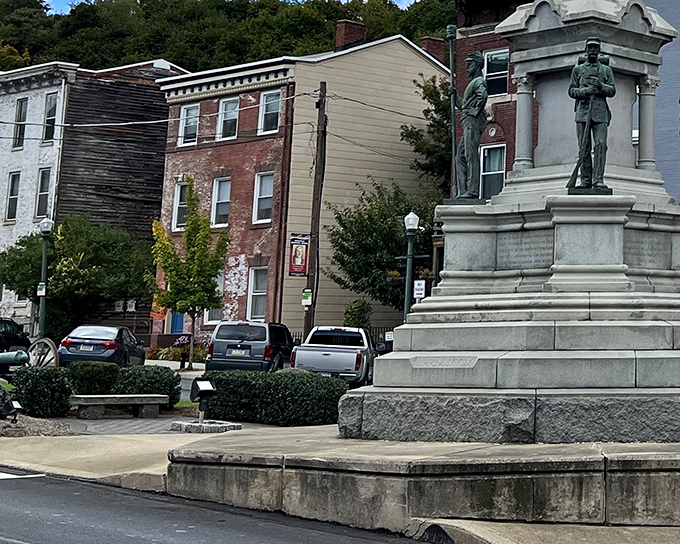 Sunlight bathes Pottsville's historic buildings in golden warmth &ndash; much like how your Social Security check stretches in this affordable gem.