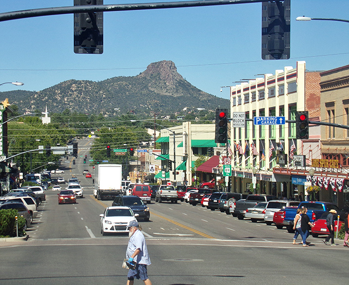 Historic Whiskey Row stands proudly along Prescott's main street, the mountain air carrying echoes of frontier revelry.