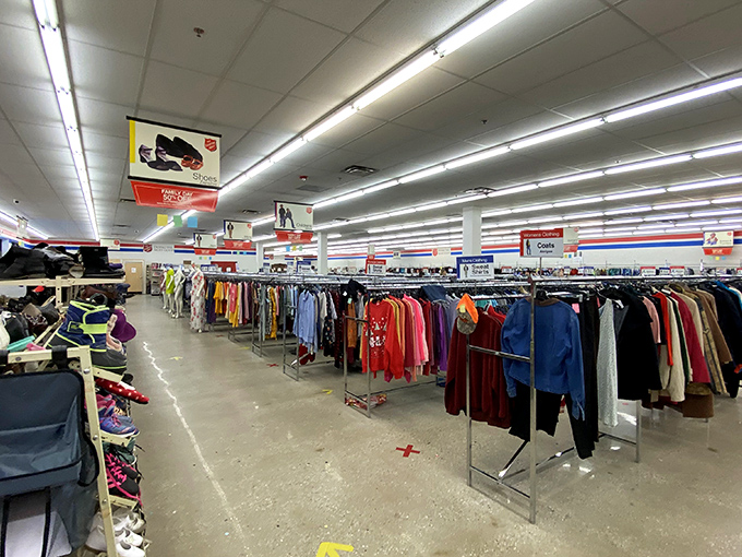 Bright lights, organized racks, and endless possibilities &ndash; the Salvation Army's interior is a thrifter's dream come true.