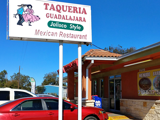 Taqueria Guadalajara's sign promises "Jalisco Style"—a delicious reminder that regional Mexican cuisine has its own special language.