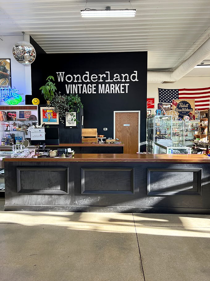 Retro paradise found! Wonderland's check-in counter promises adventures that would make Alice herself jealous.