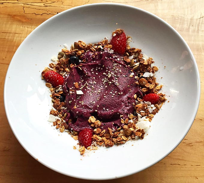 This a&ccedil;a&iacute; bowl isn't just breakfast&mdash;it's edible art. The vibrant purple swirl surrounded by granola is like the Renaissance painting of morning meals. 