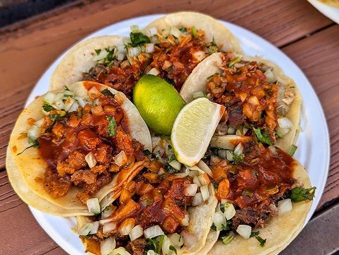 Al pastor tacos arranged like a flavor clock, with lime wedges at high noon. The kind of plate that makes you consider moving to Pasadena permanently.