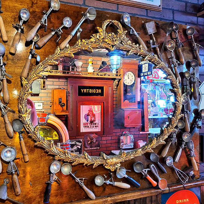 These antique ice cream scoops tell stories of desserts past. Surrounded by vintage memorabilia, they're like the elder statesmen of sweet treats.