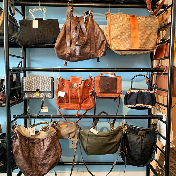 Purse paradise organized like a high-end boutique &ndash; because even secondhand deserves the royal treatment here.