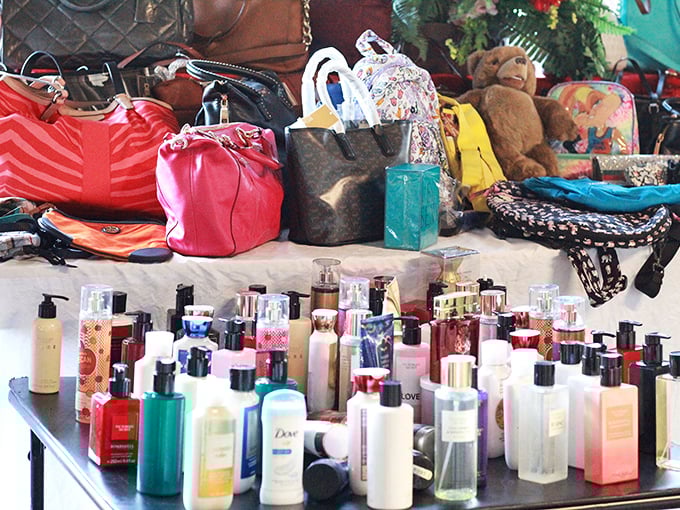 The cosmetic counter of yesteryear! Forgotten fragrances and barely-used beauty products create a time capsule of bathroom cabinet memories.