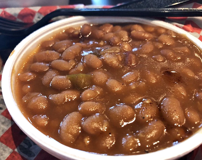 These baked beans have clearly been simmering since Jimmy Carter was in office. Rich, molasses-dark, and unapologetically Southern.