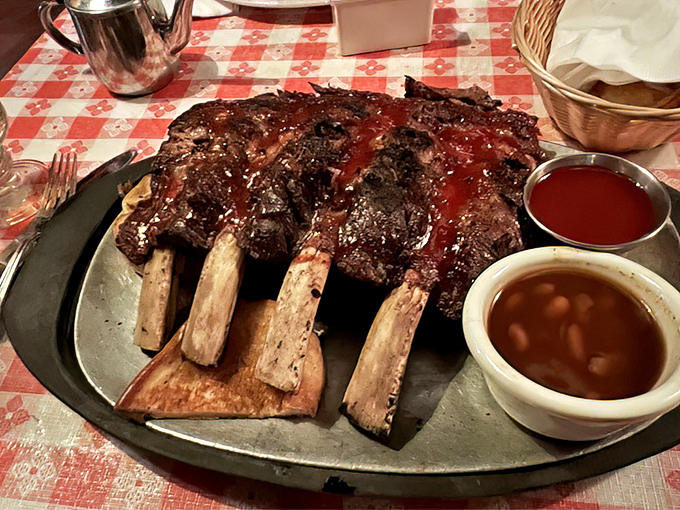 Beef ribs that Fred Flintstone would approve of. The kind that might tip your car over when served at the drive-in.