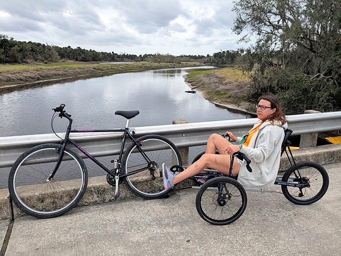 Who needs SoulCycle when you can pedal alongside a river where dinosaurs' cousins still swim? Florida fitness at its finest.