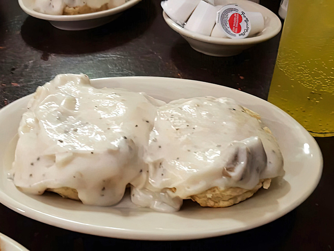 Biscuits and gravy so comforting they should come with a pillow. This is what breakfast dreams are made of, folks.