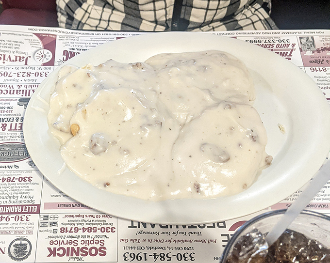 Biscuits and gravy so creamy and rich, they could make your cardiologist weep while your taste buds throw a parade.