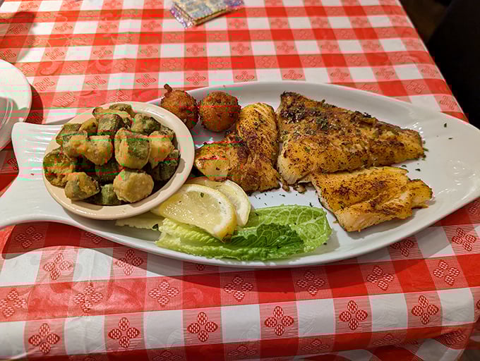 Blackened fish that's actually properly blackened&mdash;not cremated! Paired with fried okra that would make any Southern grandmother nod in approval.