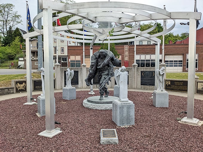 The Veterans Memorial stands as a powerful reminder that small towns often make the biggest sacrifices. Freedom's front porch in bronze and stone.