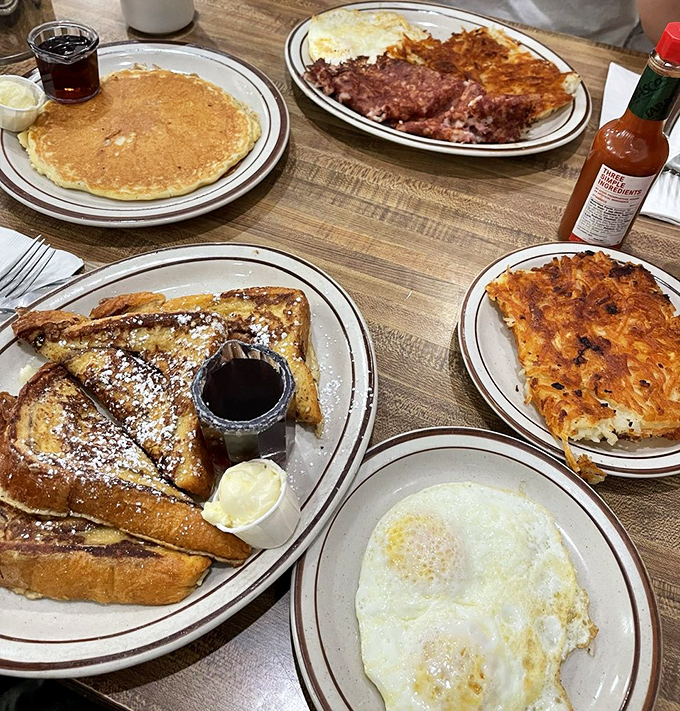 This breakfast spread could feed a small army or one very satisfied diner with excellent priorities.