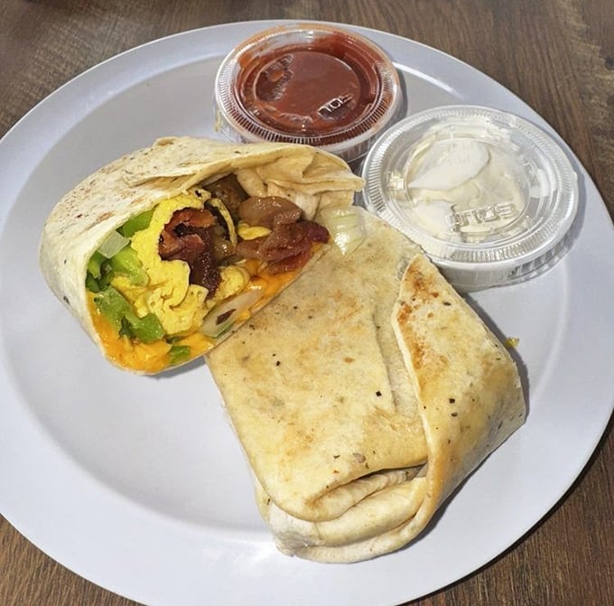 The breakfast burrito&mdash;where eggs, bacon, cheese, and vegetables unite in perfect harmony, like The Beatles of breakfast hand-helds.